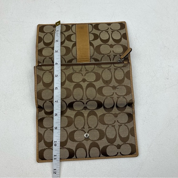 Coach | Bags | Coach Signature C Monogram Canvas Tri Fold Leather Trim ...